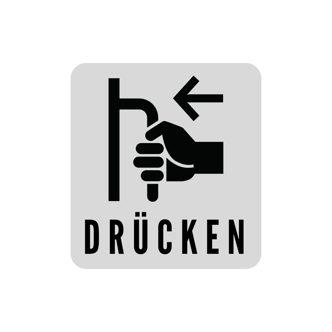 Hinweisschilder mit Symbol Drücken