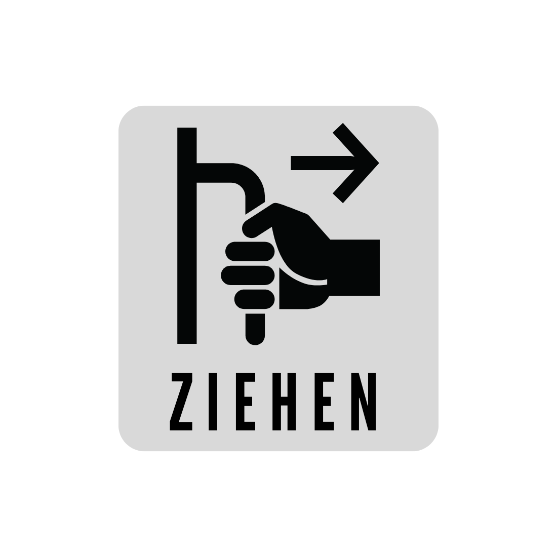 Hinweisschilder mit Symbol "ZIEHEN"